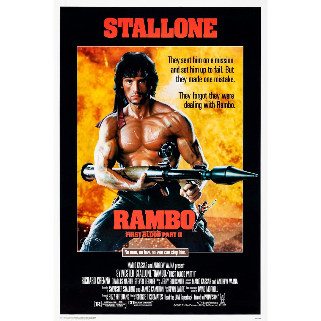 Rambo: First Blood Part II 1985 Movie Poster HD Print Highest Quality ...
