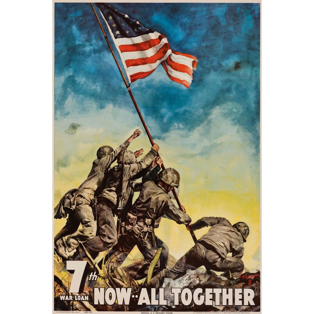 Battle of Iwo Jima in World War II War Loan Poster Fine Art Print HD ...