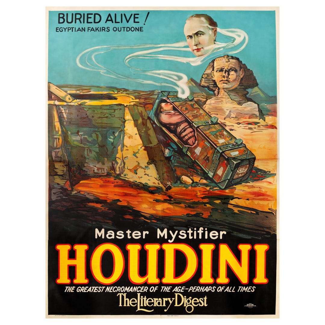 Harry Houdini's "buried Alive" Egypt Master Mystifier Promotional ...