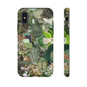 Green Collage Phone Case, Green Aesthetic Phone Case, Collage Phone ...