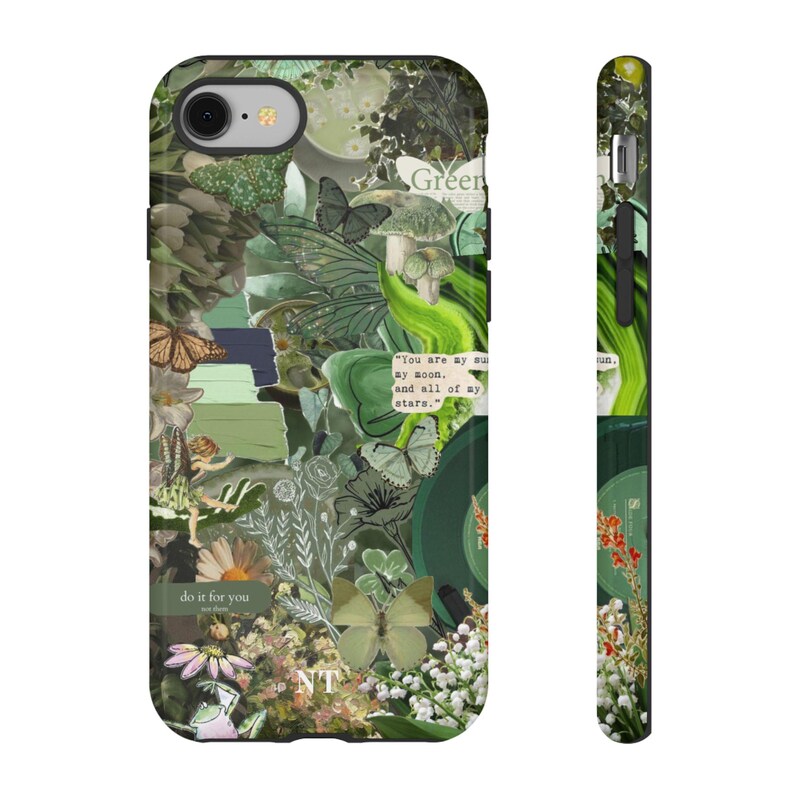 Green Collage Phone Case, Green Aesthetic Phone Case, Collage Phone ...