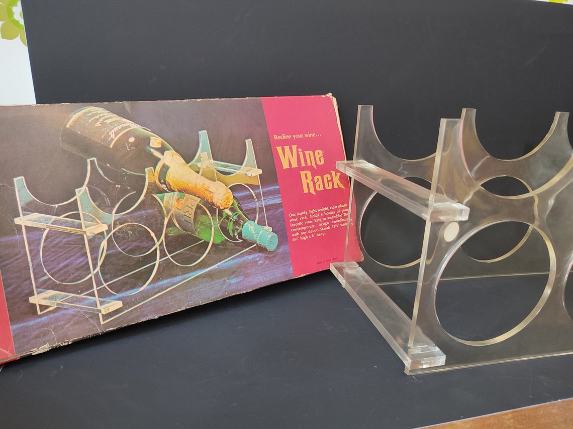 Vintage Midcentury MCM Acrylic Lucite Perspex 6-bottle Wine Rack Boxed ...