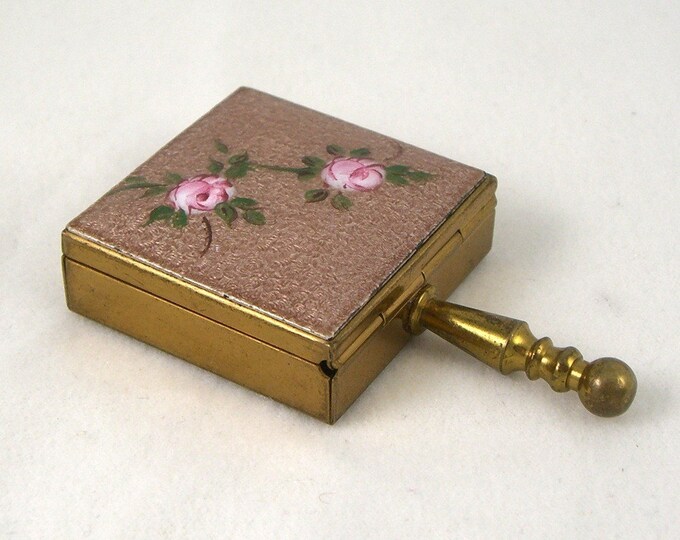 Vintage Enamel Rose Pill Box - Etsy