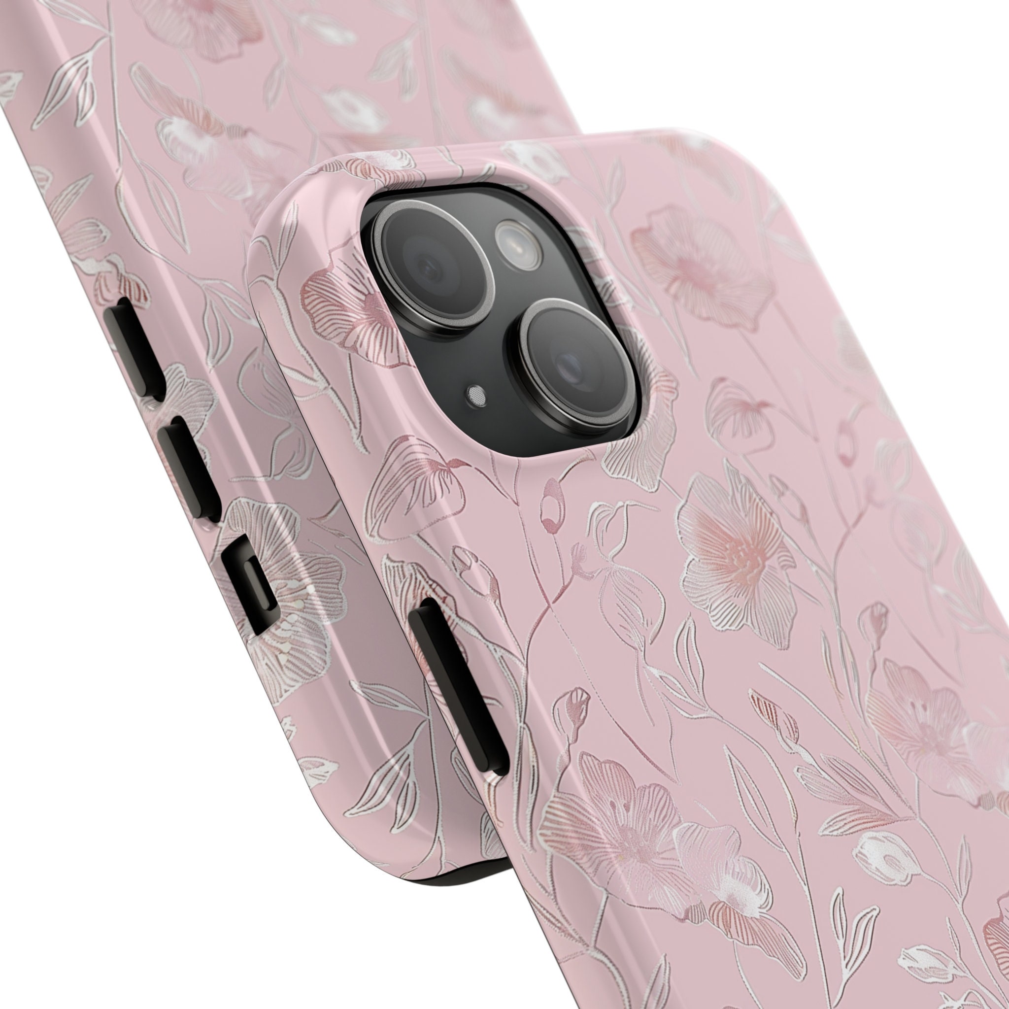 Pink Flora iPhone Case, iPhone 15 14 13 12 11 8 Pro Max Plus X XR Case ...