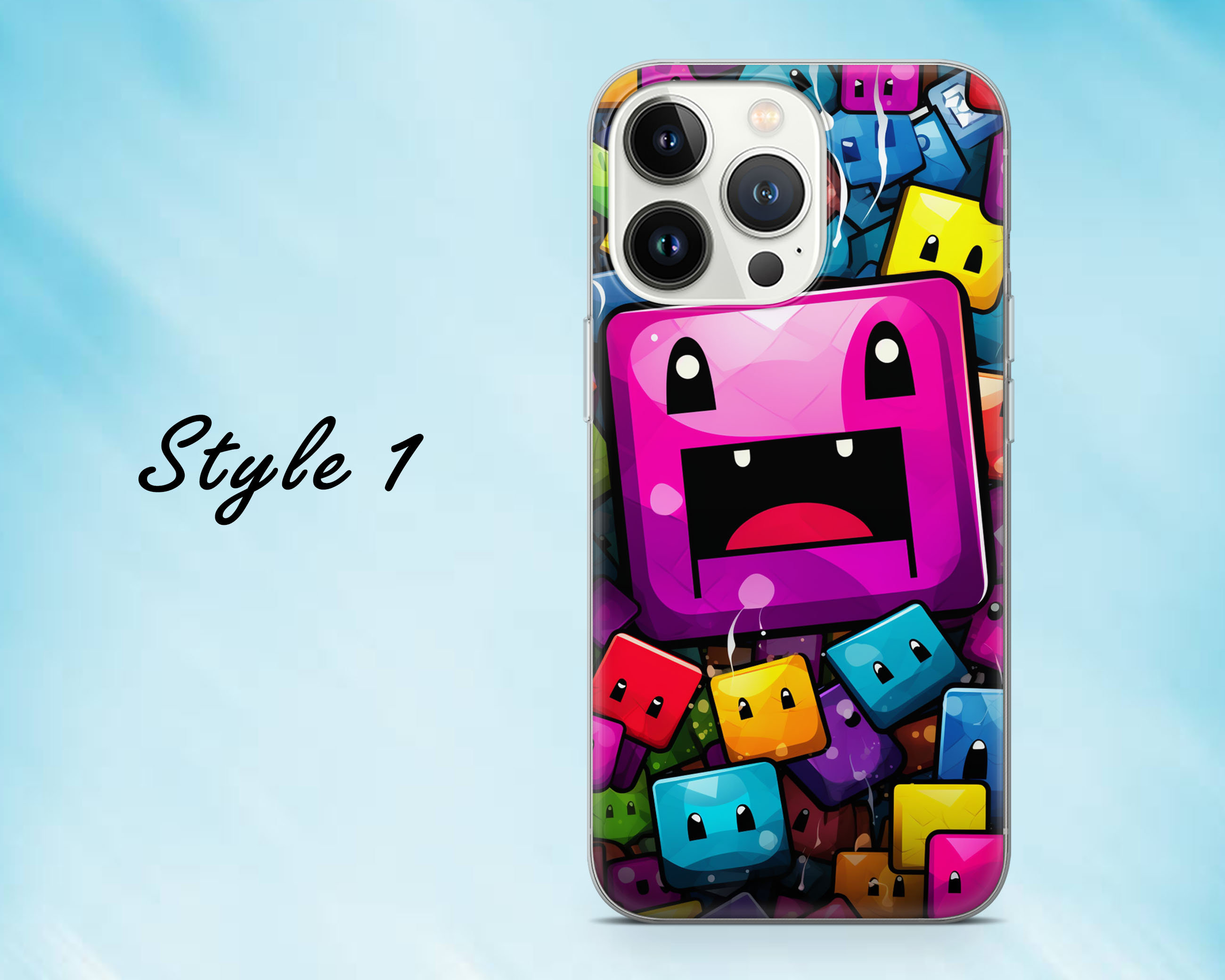 Geometry Dash Video Game Inspired Fan Art Phone Case for iPhone 15 14 ...
