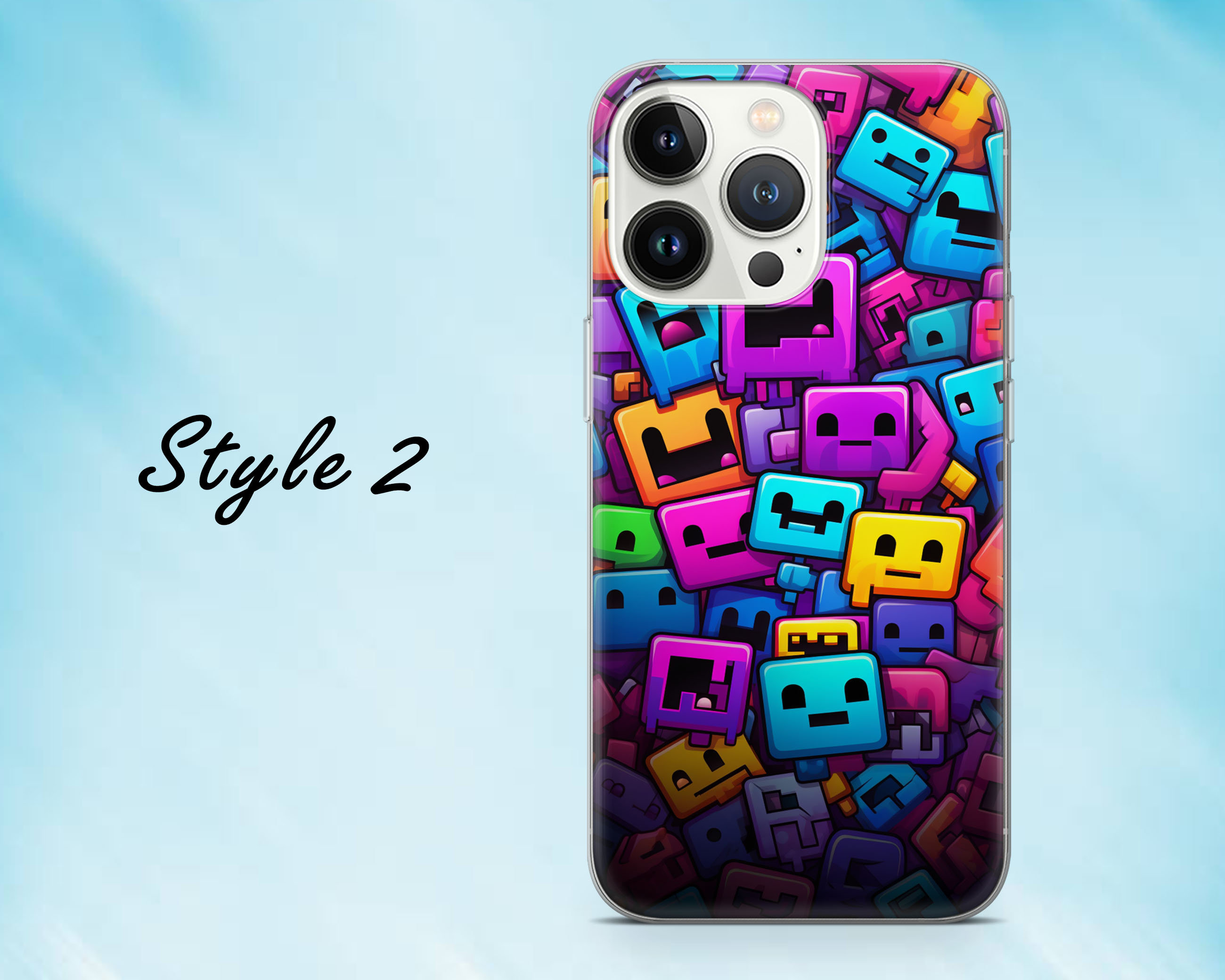 Geometry Dash Video Game Inspired Fan Art Phone Case for iPhone 15 14 ...