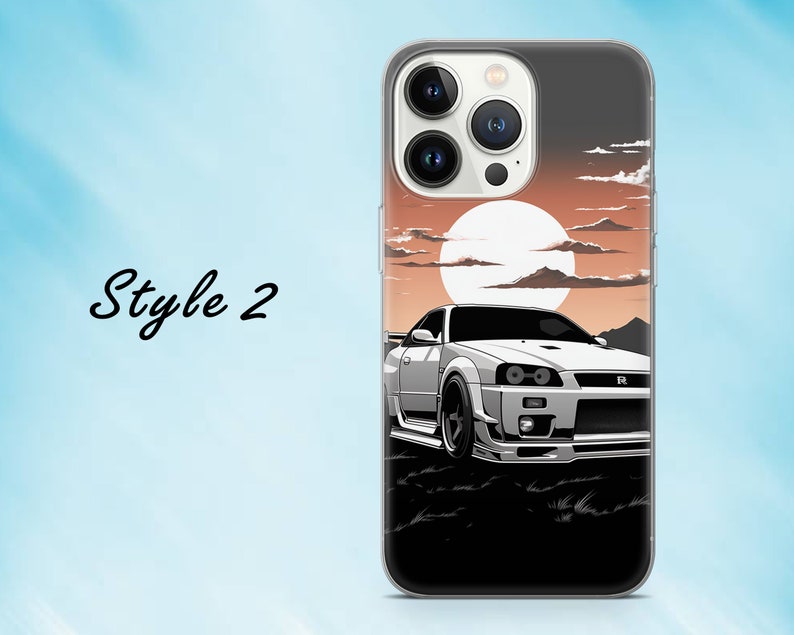 Lo-fi JDM Skyline Gtr R34 Drift Car Art Phone Case for iPhone 15 14 13 ...
