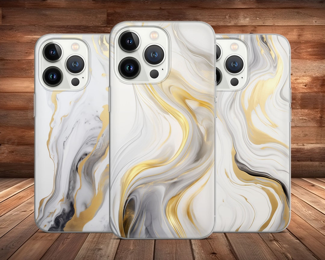 Marble Texture Silver Gold Waves Phone Case for iPhone 15 14 13 Pro Max ...