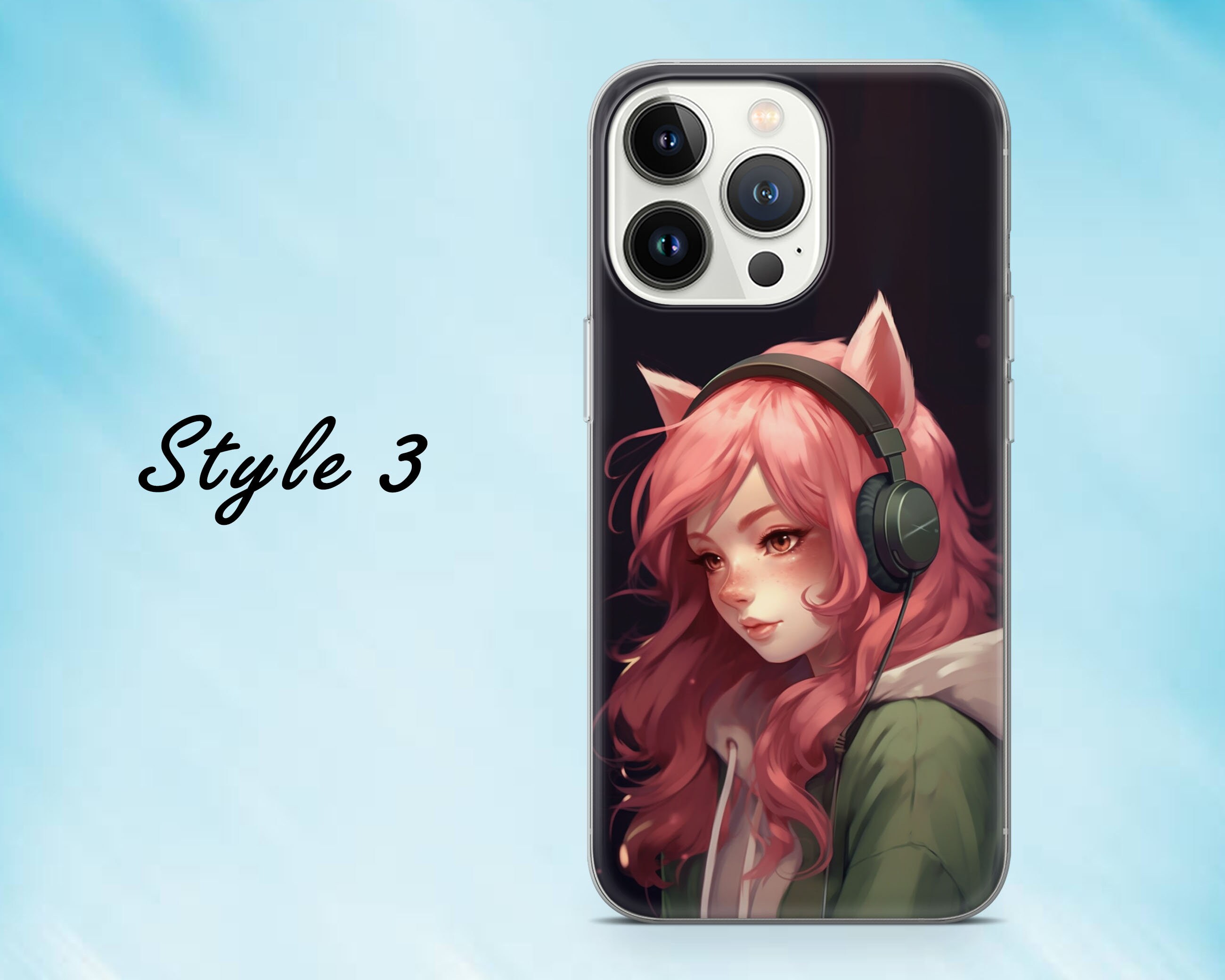 Anime Lo-fi Phone Case Cat Girl Lonely Vibe Kawaii Art for iPhone 15 14 ...