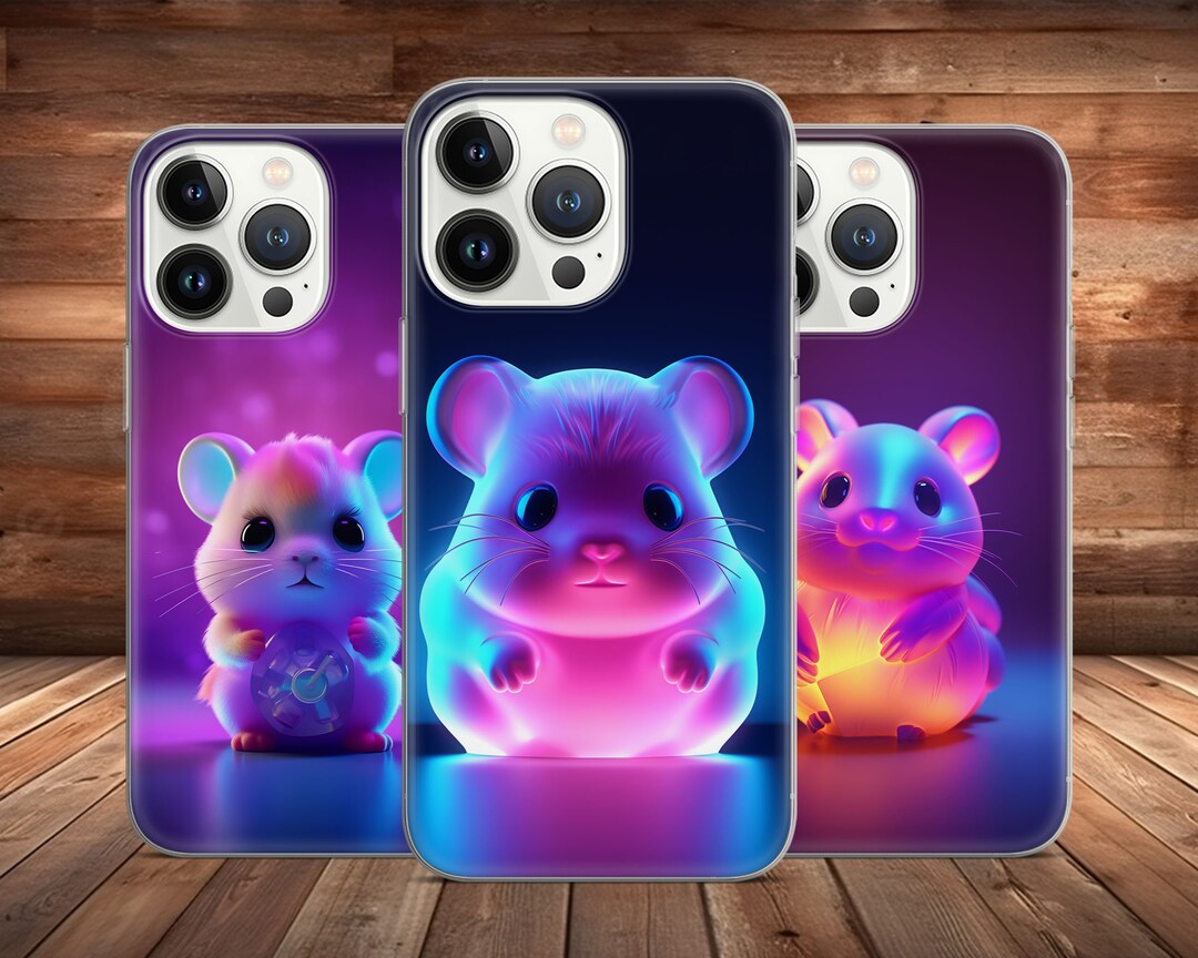 Neon Cute Hamster Djungarian Toy Phone Case for iPhone 15 14 13 Pro Max ...