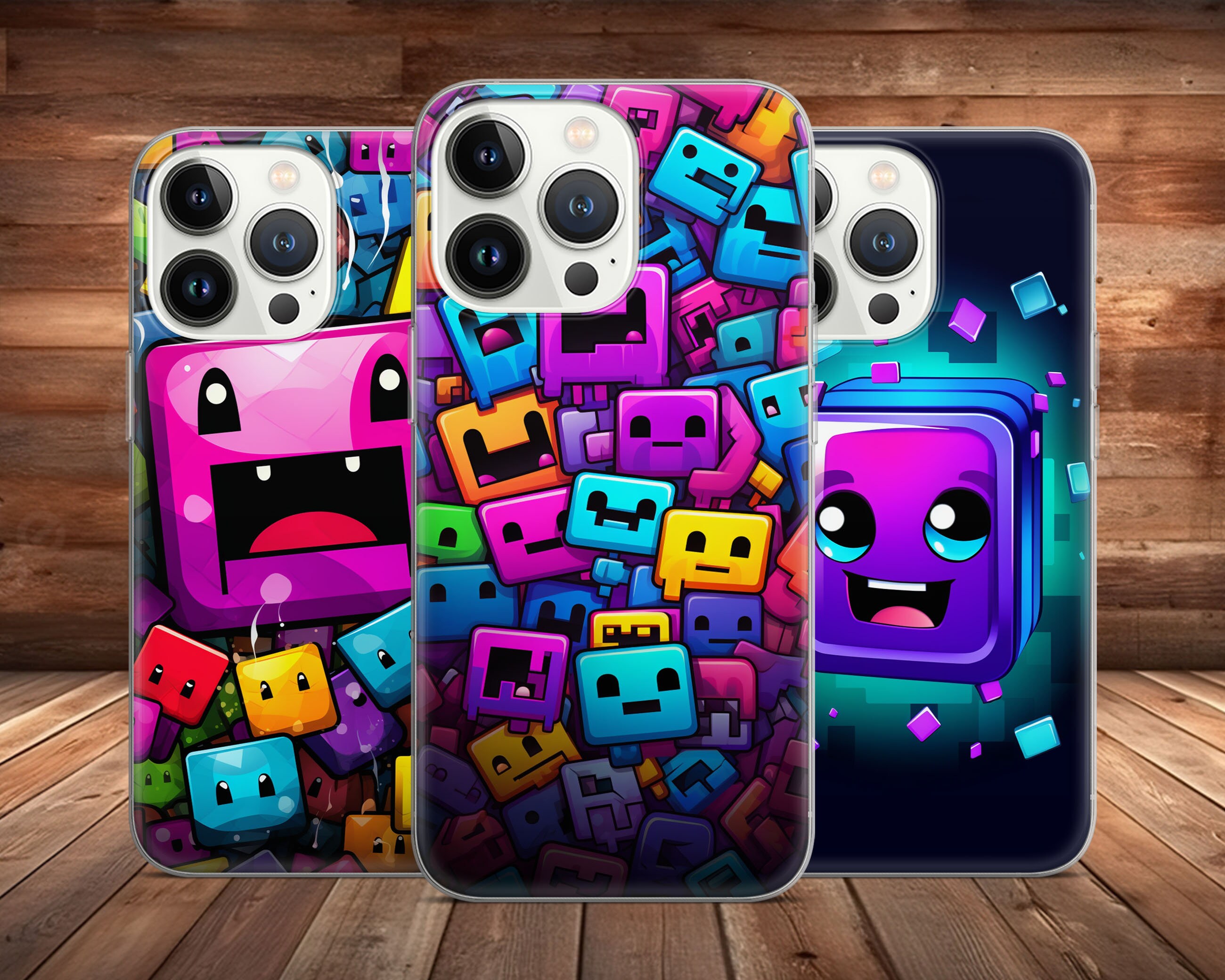Geometry Dash Video Game Inspired Fan Art Phone Case for iPhone 15 14 ...