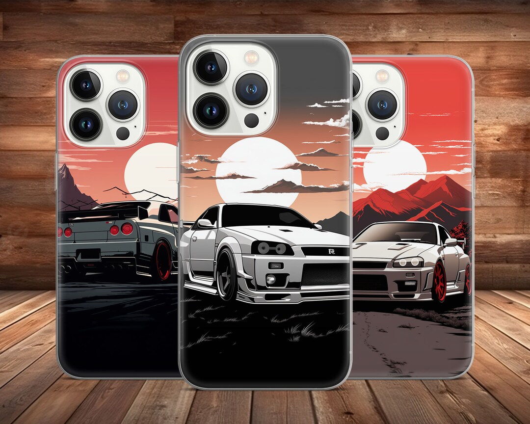 Lo-fi JDM Skyline Gtr R34 Drift Car Art Phone Case for iPhone 15 14 13 ...
