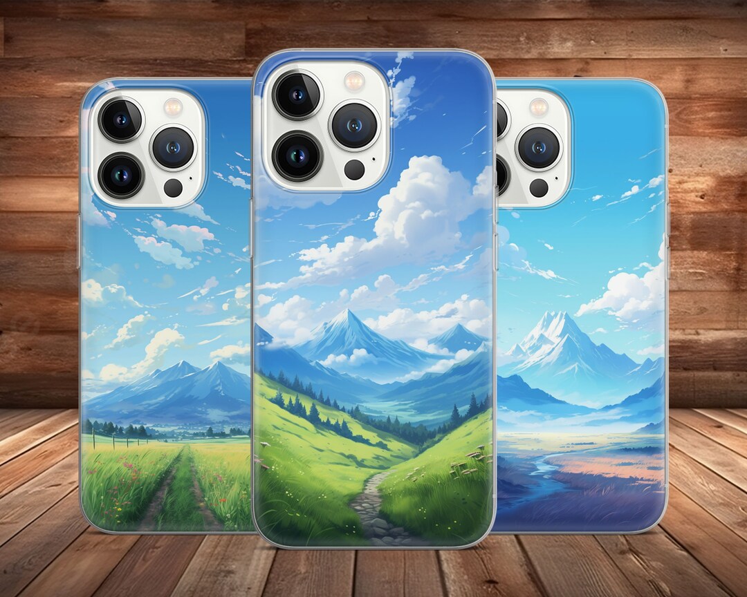 Anime Lo-fi Phone Case Mount Fuji Nature Landscape Clouds for iPhone 15 ...
