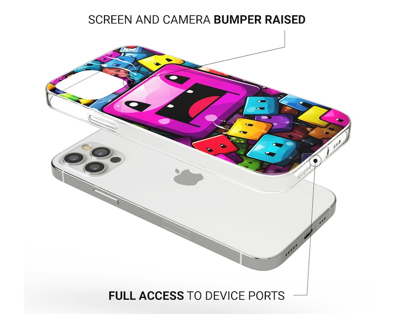 Geometry Dash Video Game Inspired Fan Art Phone Case for iPhone 15 14 ...
