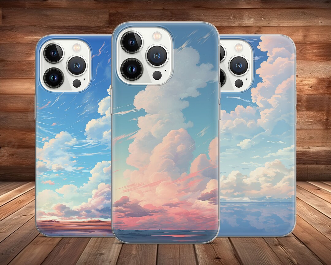 Anime Lo-fi Phone Case Cloudy Sky Landscape Sunrise Art for iPhone 15 ...