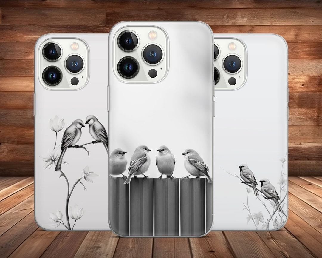 Funny Spring Birds Sparrows White Black Style Phone Case for iPhone 15 ...