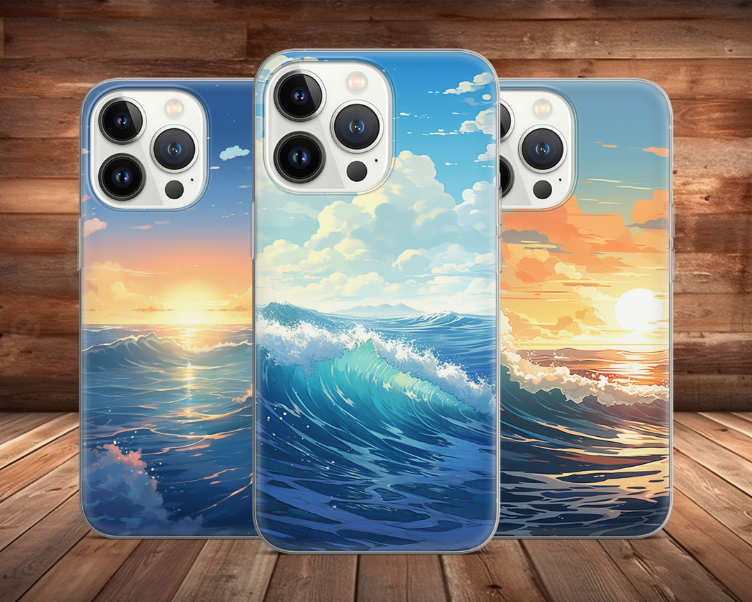 Anime Lo-fi Phone Case Seascape Ocean Waves Clouds Sunrise for iPhone ...