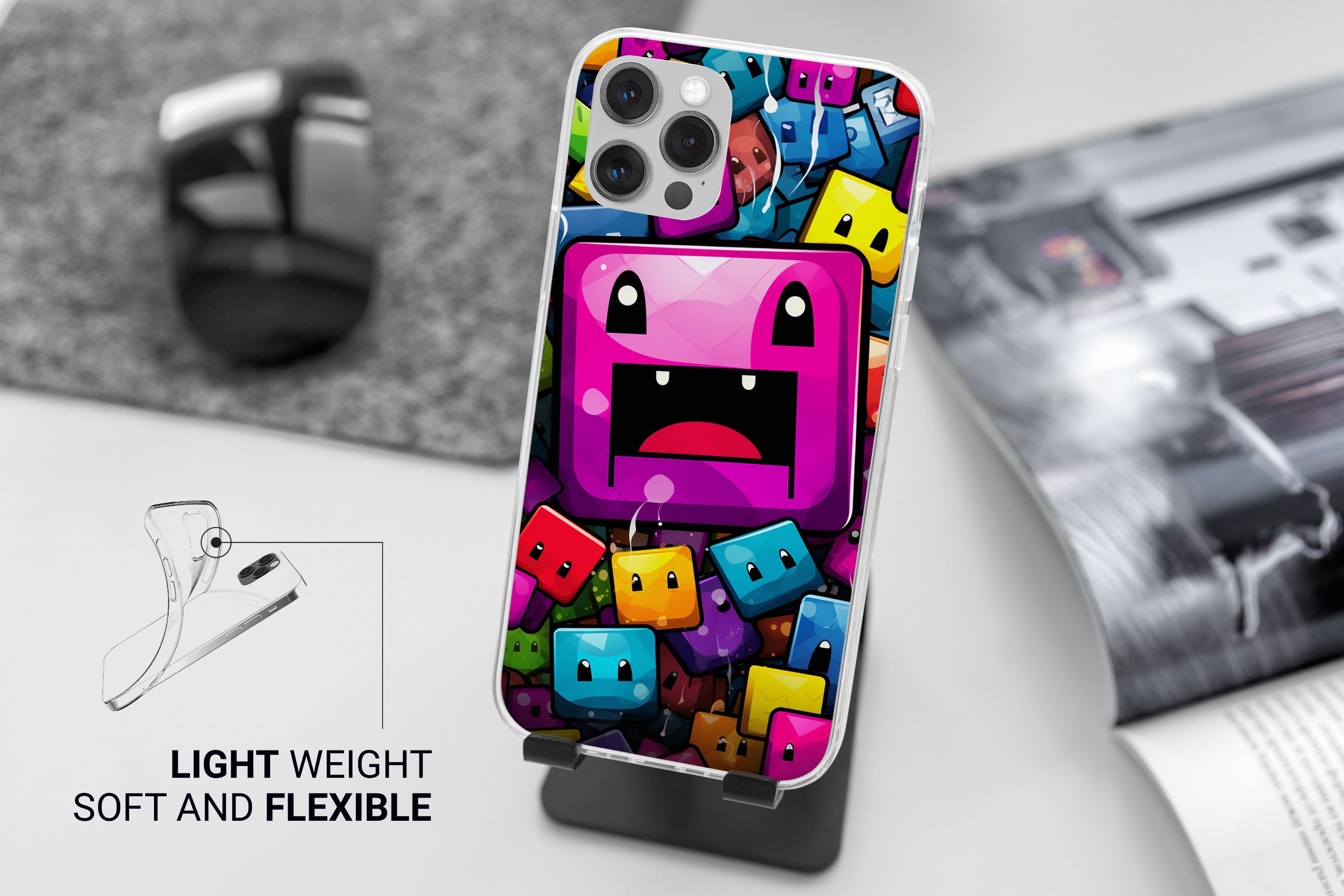 Geometry Dash Video Game Inspired Fan Art Phone Case for iPhone 15 14 ...