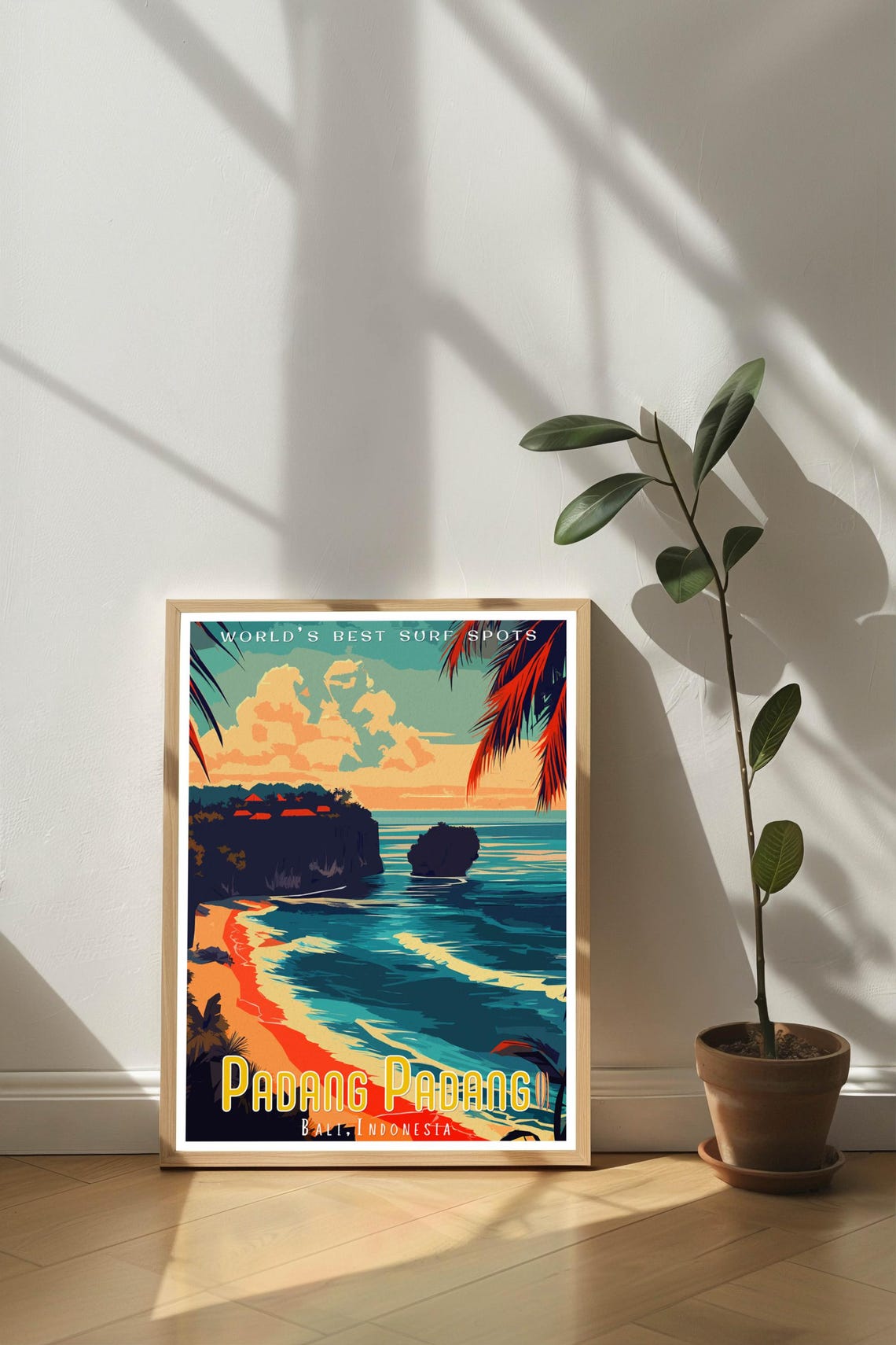 Padang Padang Beach Poster: Retro Bali Surf Art Print - Etsy