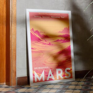 Mars Print, Retro Planet Poster Print, Vintage Space Poster, Apartment ...