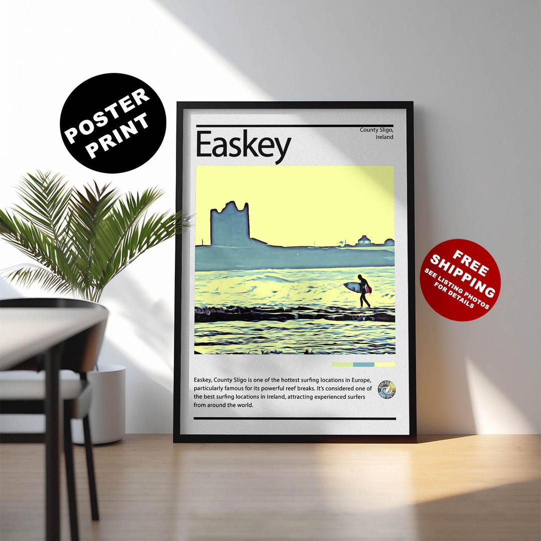 Easkey Surf Print County Sligo Surf Wall Art Ireland Surf Travel Art ...
