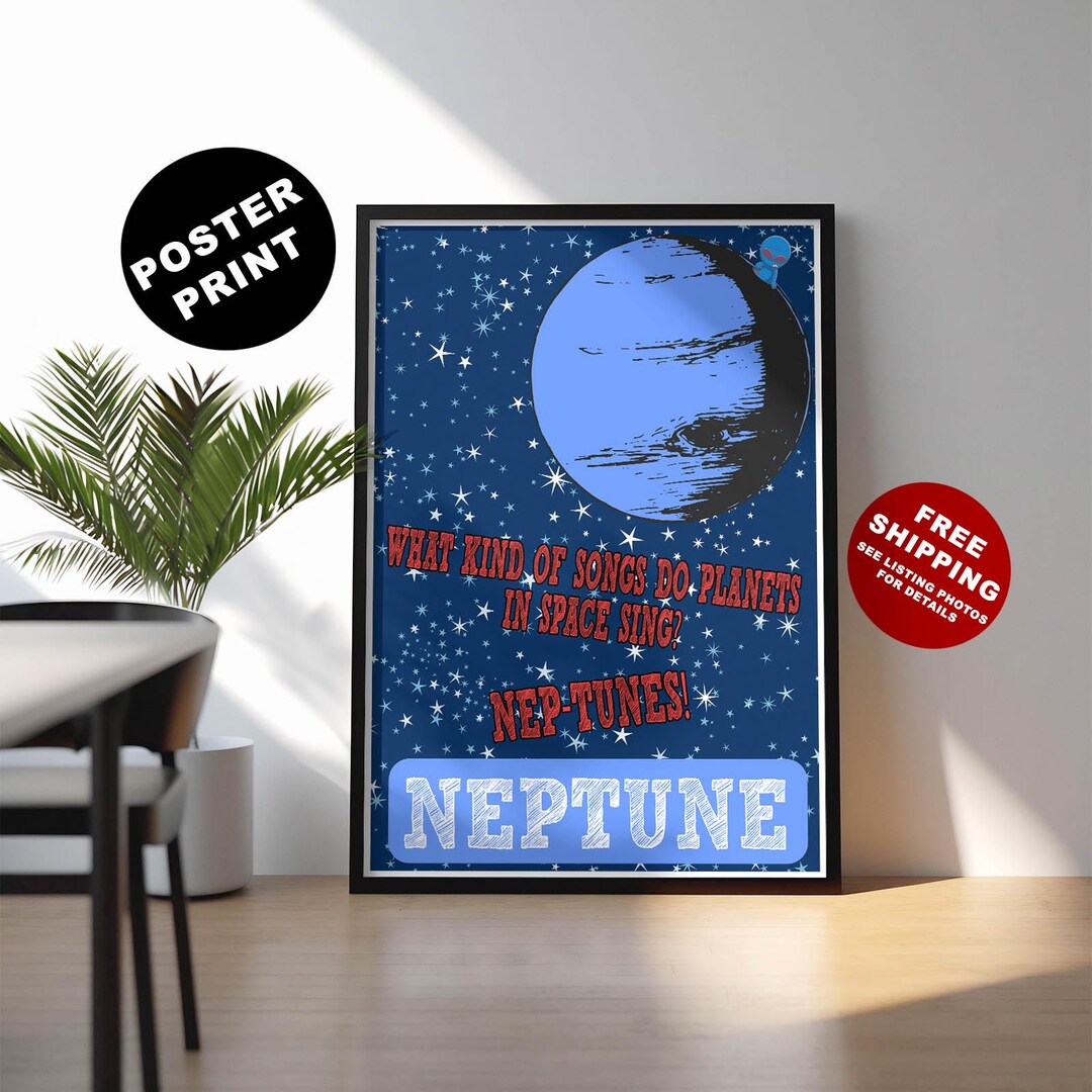 Retro Neptune Print: Playful Space Art for Kids Room - Etsy