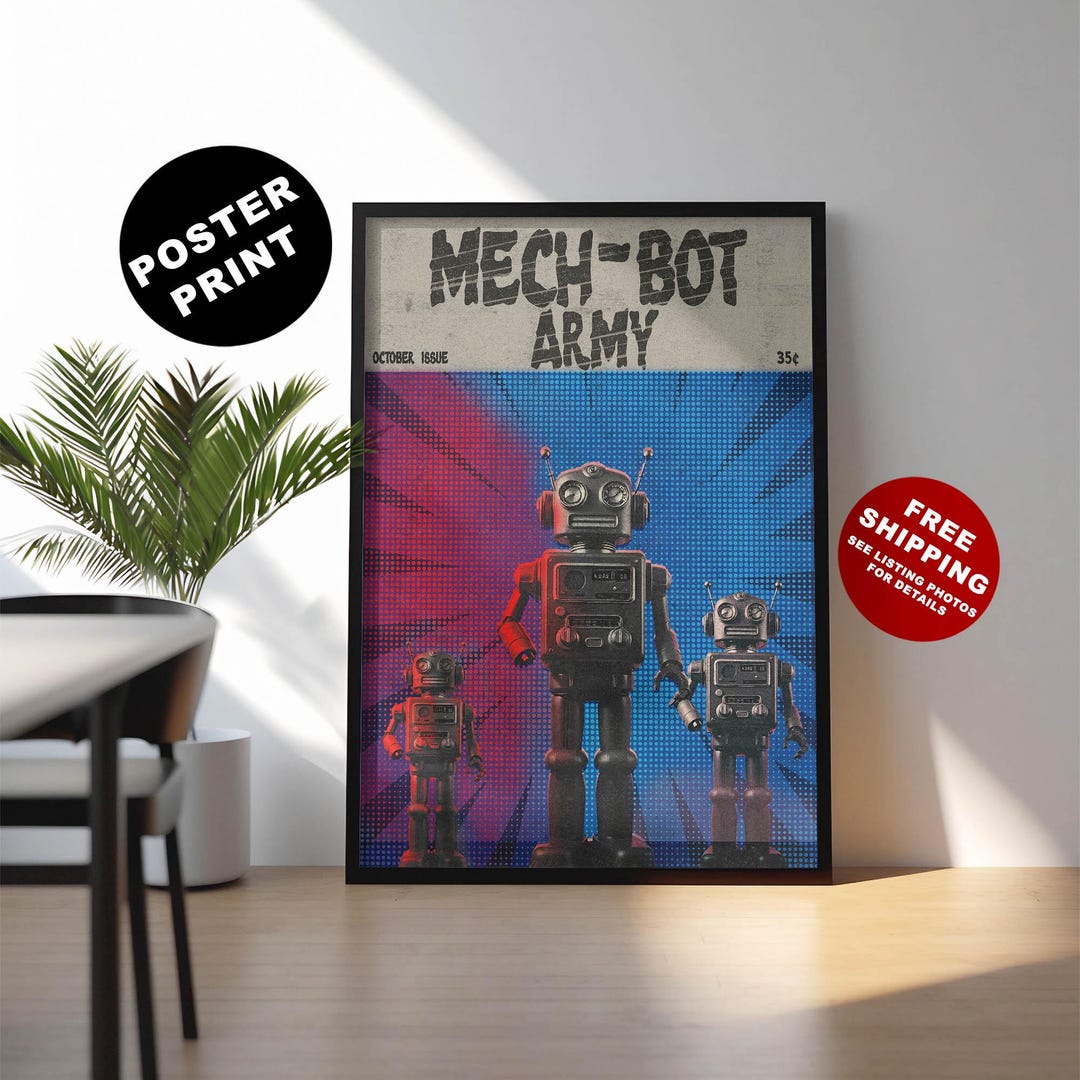Retro Robot Poster, Pop Art Sci-fi Poster, Science Fiction Magazine ...