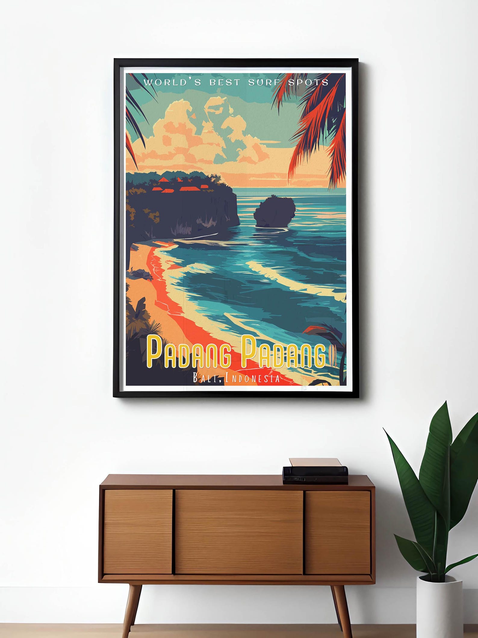 Padang Padang Beach Poster: Retro Bali Surf Art Print - Etsy