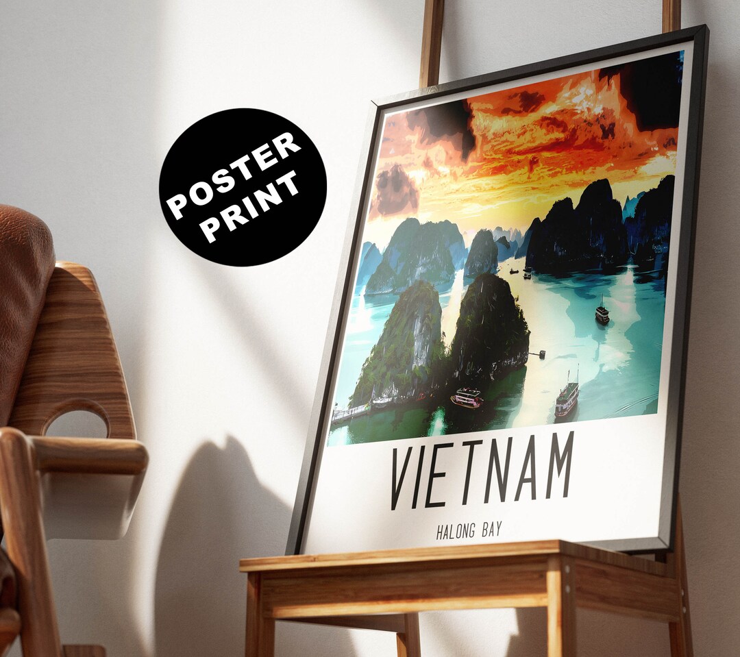 Vietnam Poster, Halong Bay Print, Southeast Asia Print, SE Asia ...