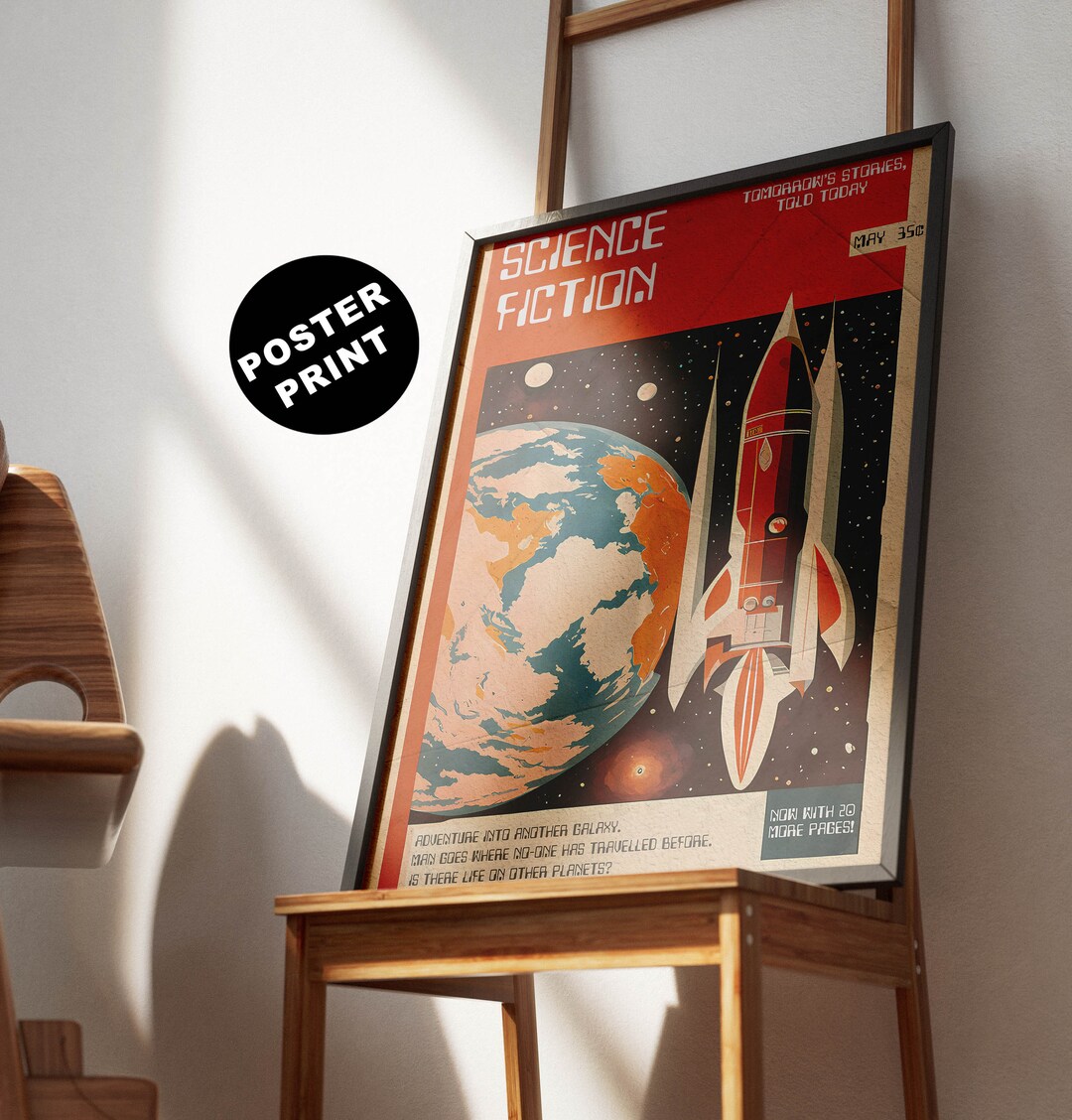Vintage Style Sci-fi Poster, Retro Science Fiction Print, Dorm Room Sci ...