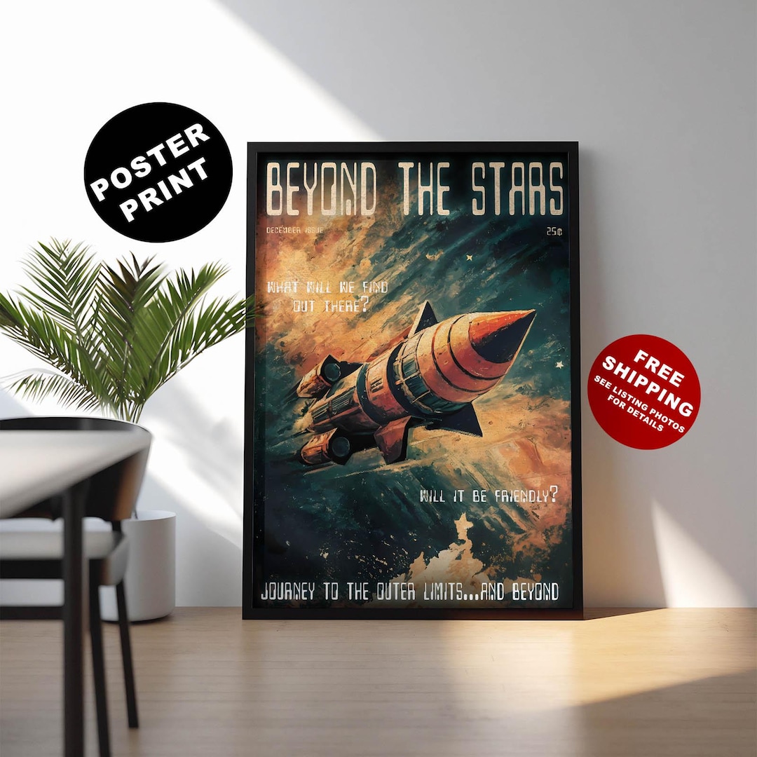 Retro Sci-fi Rocket Poster: Vintage Style Print for Sci-fi Fan - Etsy
