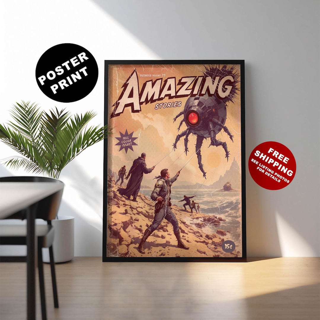 Retro Sci-fi Poster, Vintage Sci-fi Wall Art, Pulp Magazine Print ...