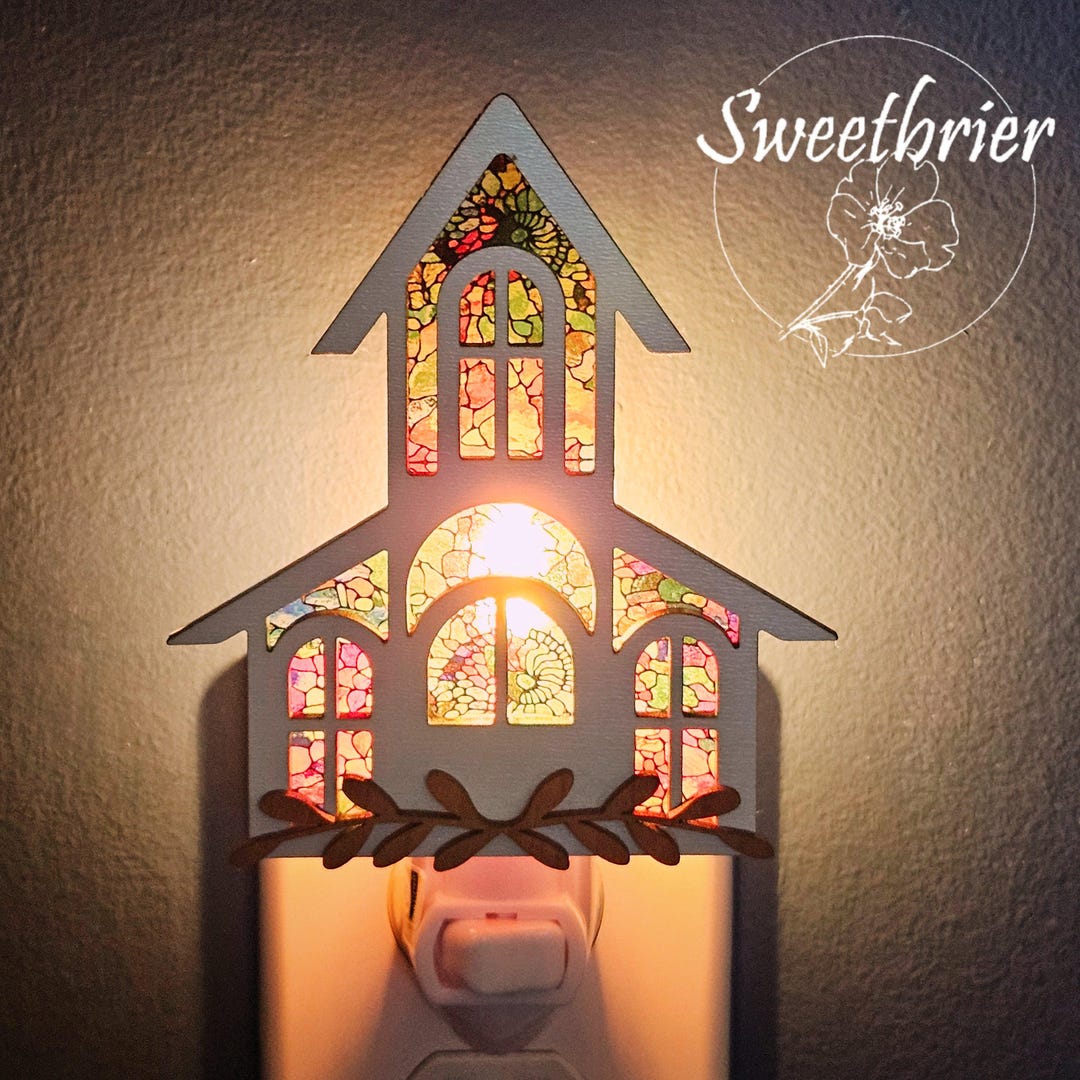 Stained Glass Church Nightlight - Etsy