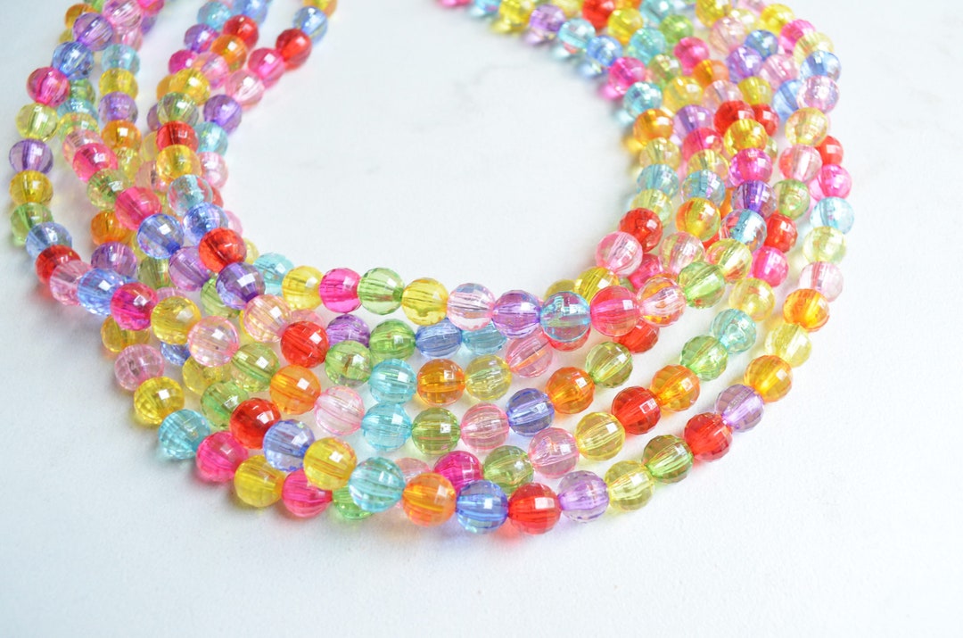 Multi Color Statement Necklace, Colorful Necklace, Lucite Bead Necklace ...