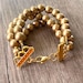 Gold Matte Beaded Stretch Bracelet, Chunky Bead Bracelet - Alana - Etsy