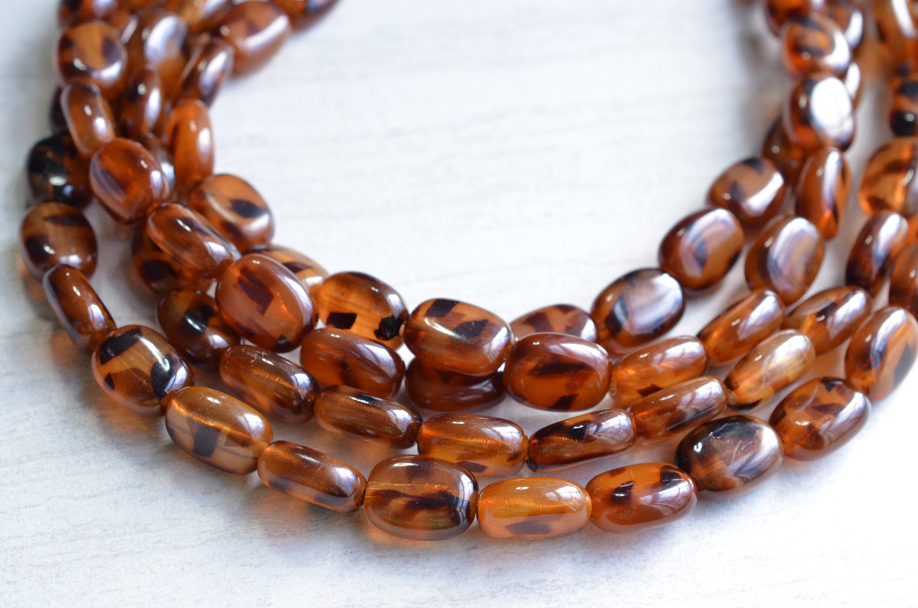 Tortoise Shell Statement Necklace Lucite Beaded Necklace | Etsy