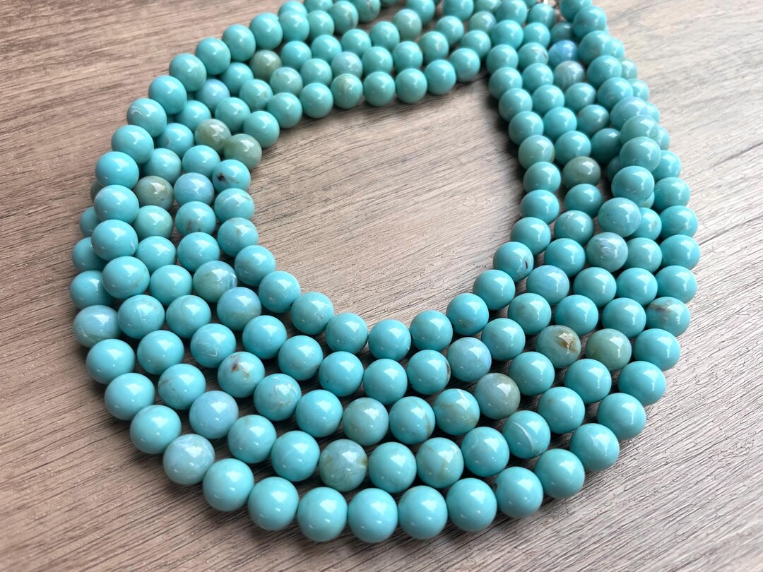 Turquoise Blue Acrylic Statement Necklace: Big Bead Chunky Necklace ...