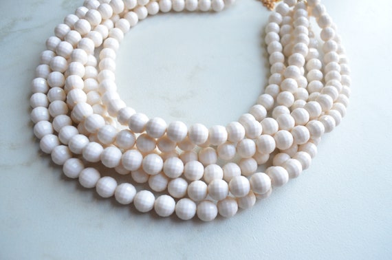 Ivory Statement Necklace Beaded Acrylic Necklace Lucite | Etsy