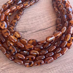 Tortoise Shell Statement Necklace Lucite Beaded Necklace Chunky Multi ...