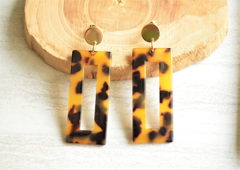 Tortoise Shell Statement Earrings Lucite Big Earrings | Etsy