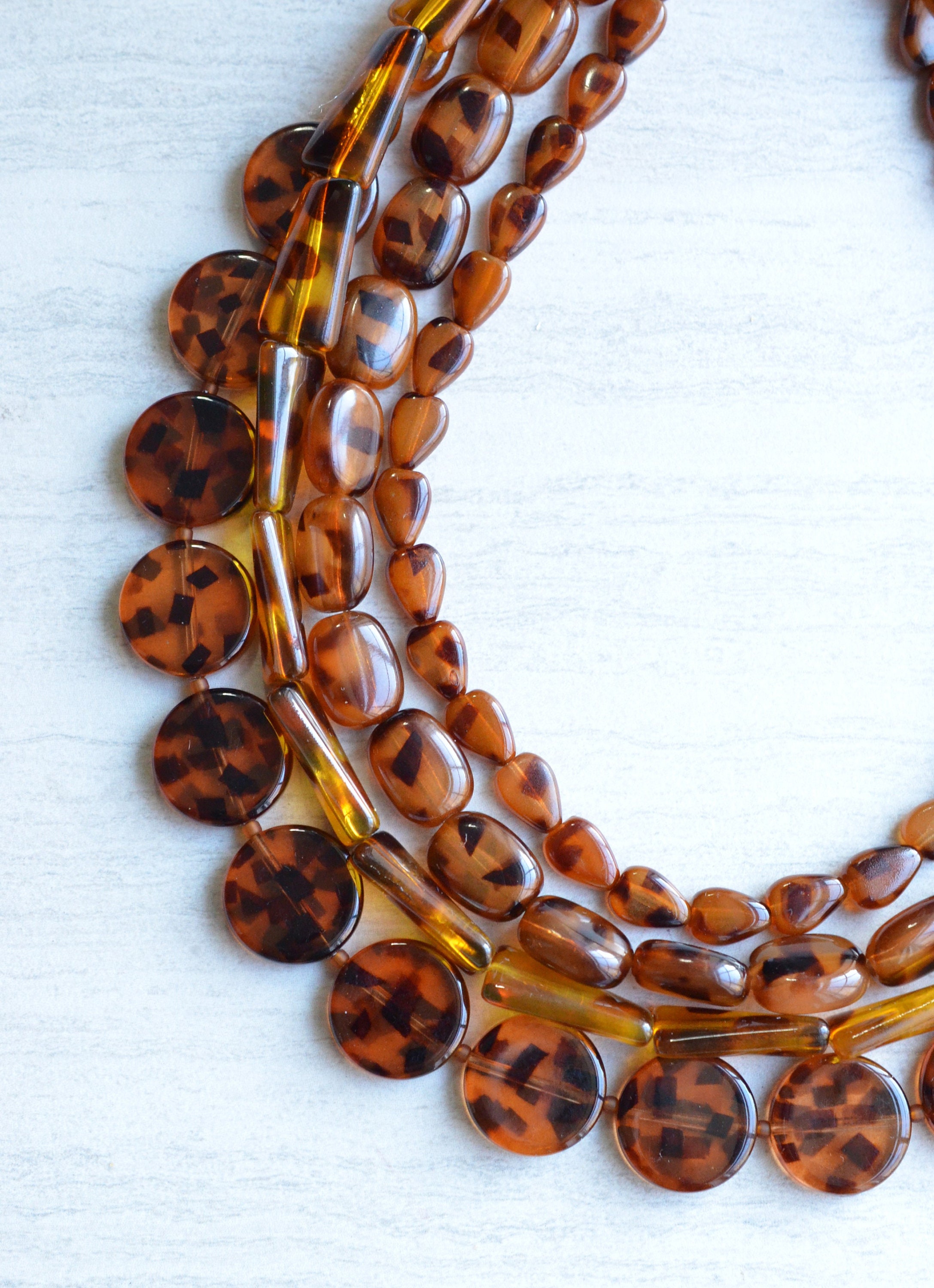 Tortoise Shell Statement Necklace Beaded Acrylic Necklace | Etsy