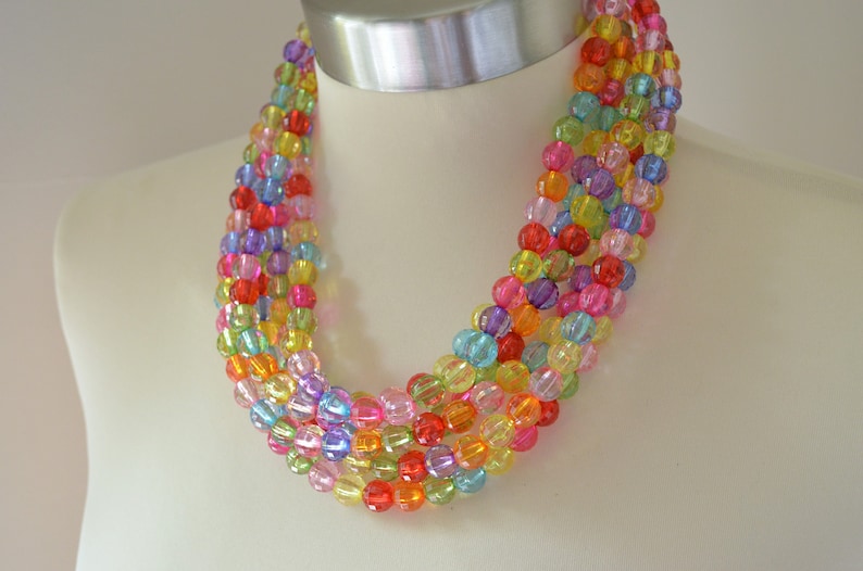 Multi Color Statement Necklace Colorful Necklace Lucite Bead | Etsy
