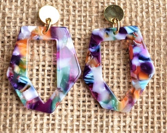 Multi Color Statement Earrings Resin Lucite Earrings Gifts for - Etsy