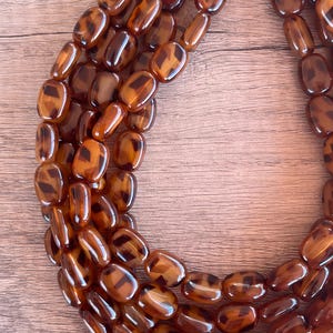 Tortoise Shell Statement Necklace Lucite Beaded Necklace Chunky Multi ...