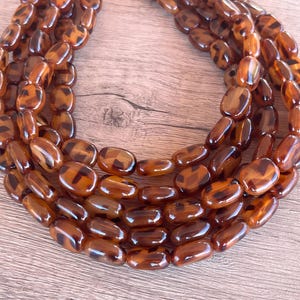 Tortoise Shell Statement Necklace Lucite Beaded Necklace Chunky Multi ...