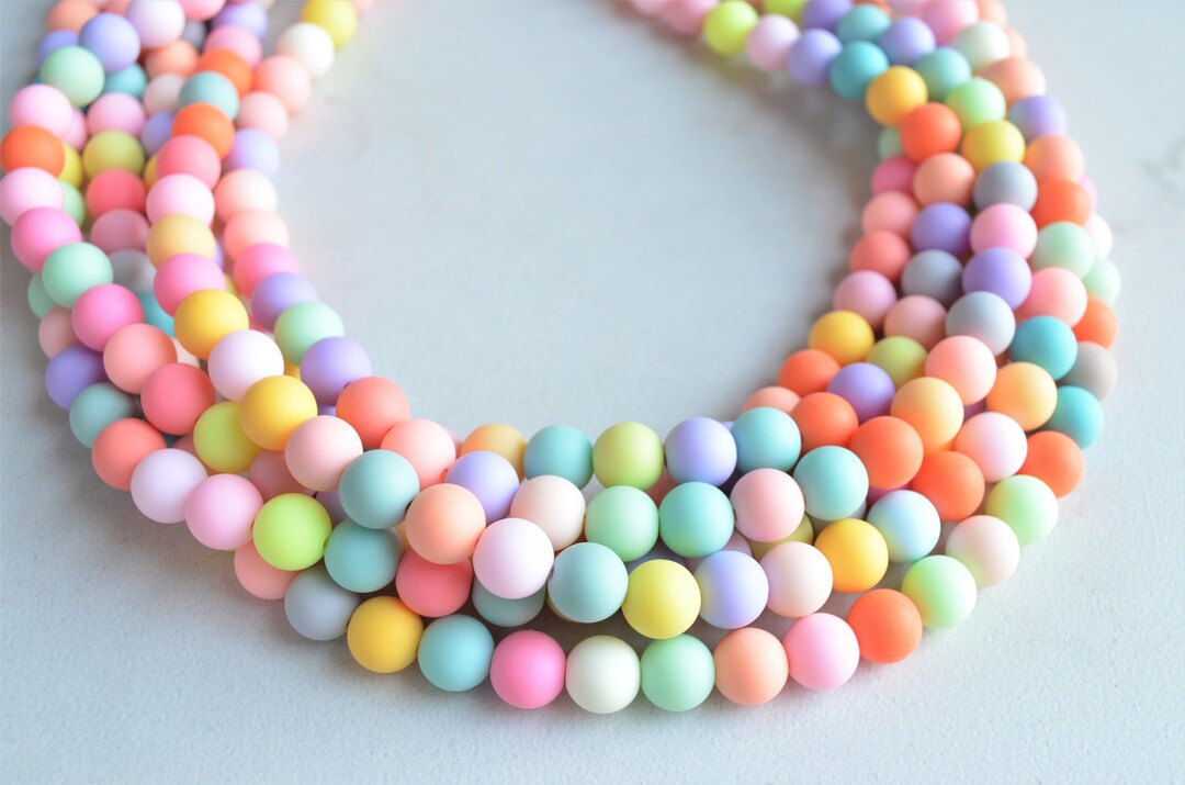 Pastel Matte Acrylic Statement Necklace, Multi Color Chunky Necklace ...