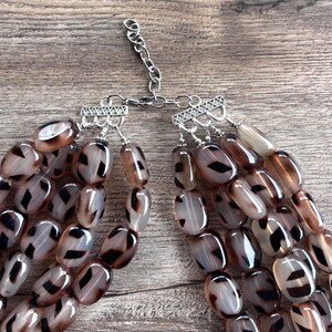 Tortoise Shell Statement Necklace, Acrylic Bead Necklace, Lucite Chunky ...