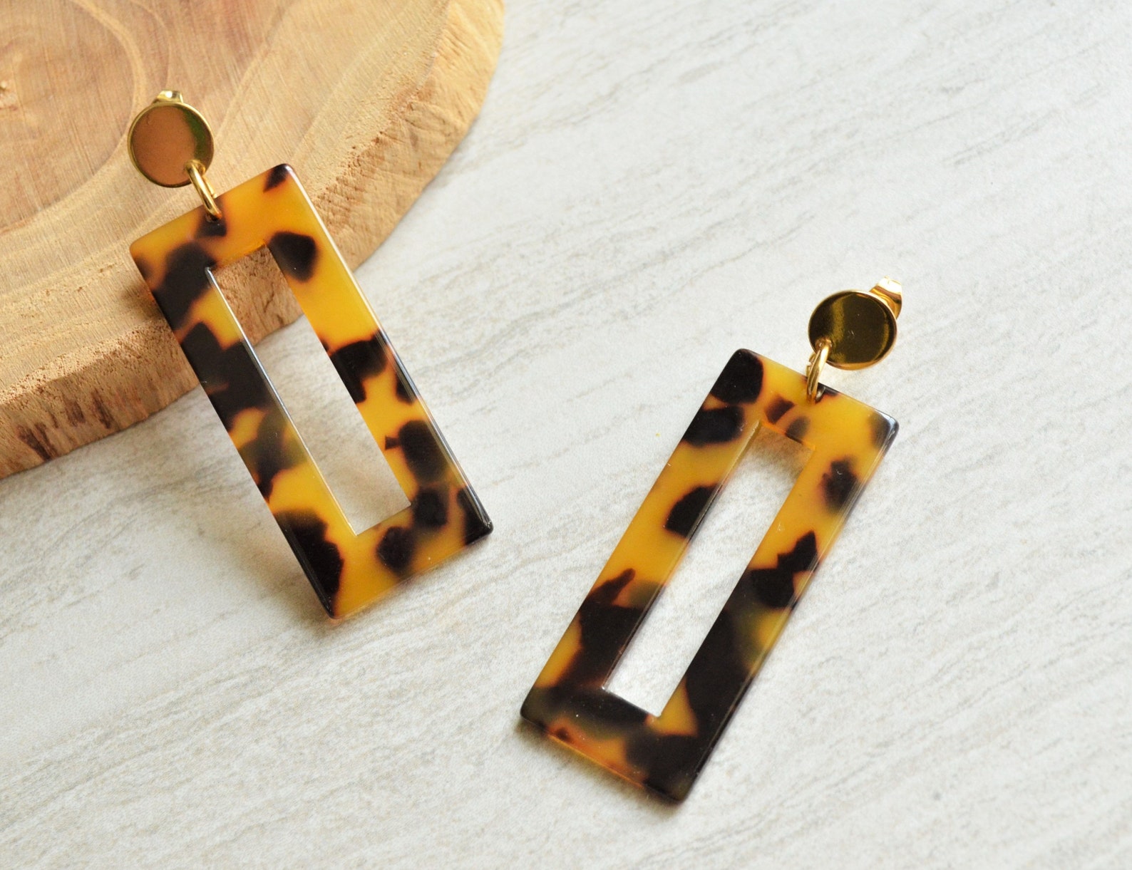 Tortoise Shell Statement Earrings Lucite Big Earrings | Etsy