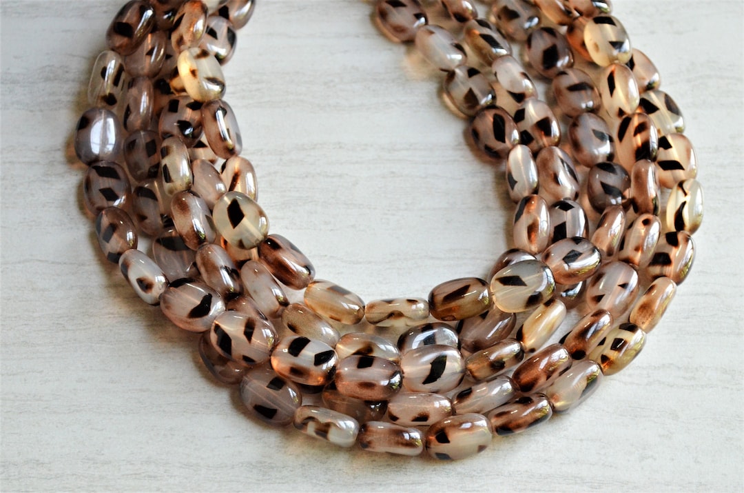 Tortoise Shell Statement Necklace, Acrylic Bead Necklace, Lucite Chunky ...