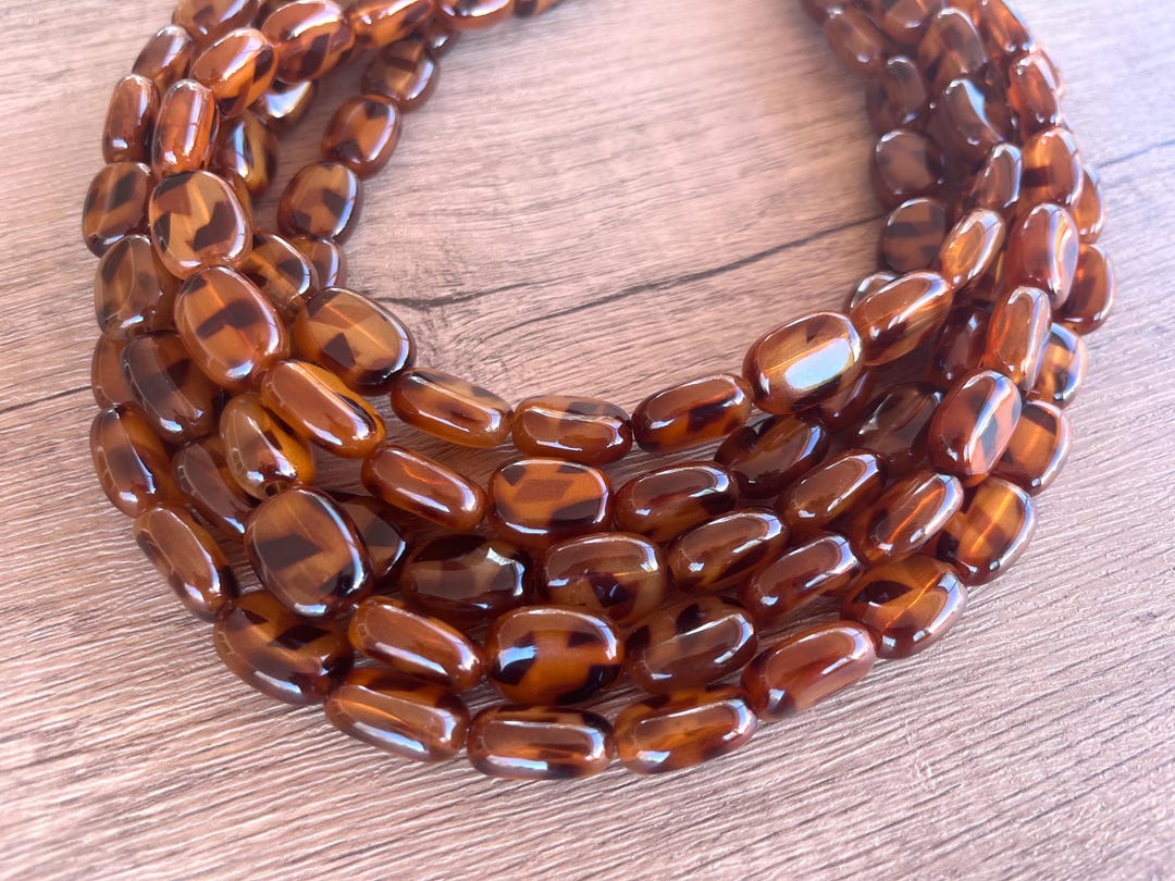 Tortoise Shell Statement Necklace Lucite Beaded Necklace Chunky Multi ...